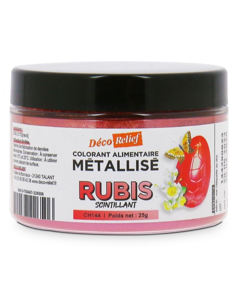 Colorant métallisé rubis scintillant Déco Relief (pot de 25gr)