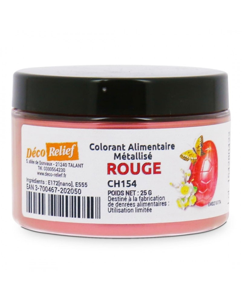 Colorant métallisé rouge Déco Relief (pot de 25gr)